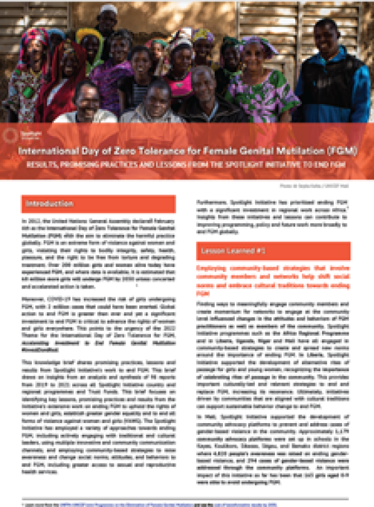 Results, promising practices and lessons from the Spotlight Initiative ...